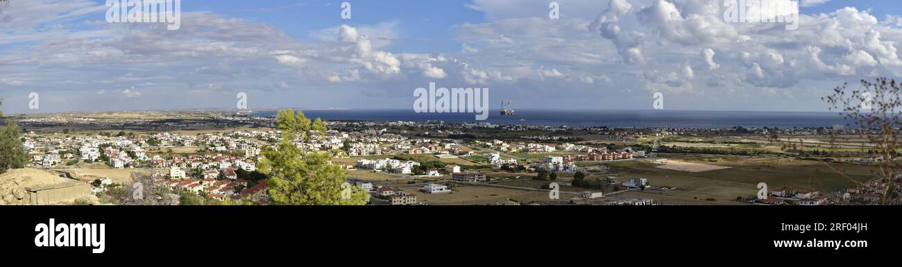 Larnaca bay from the Oroklini hills, Cyprus. Lovely clouds as a storm ...