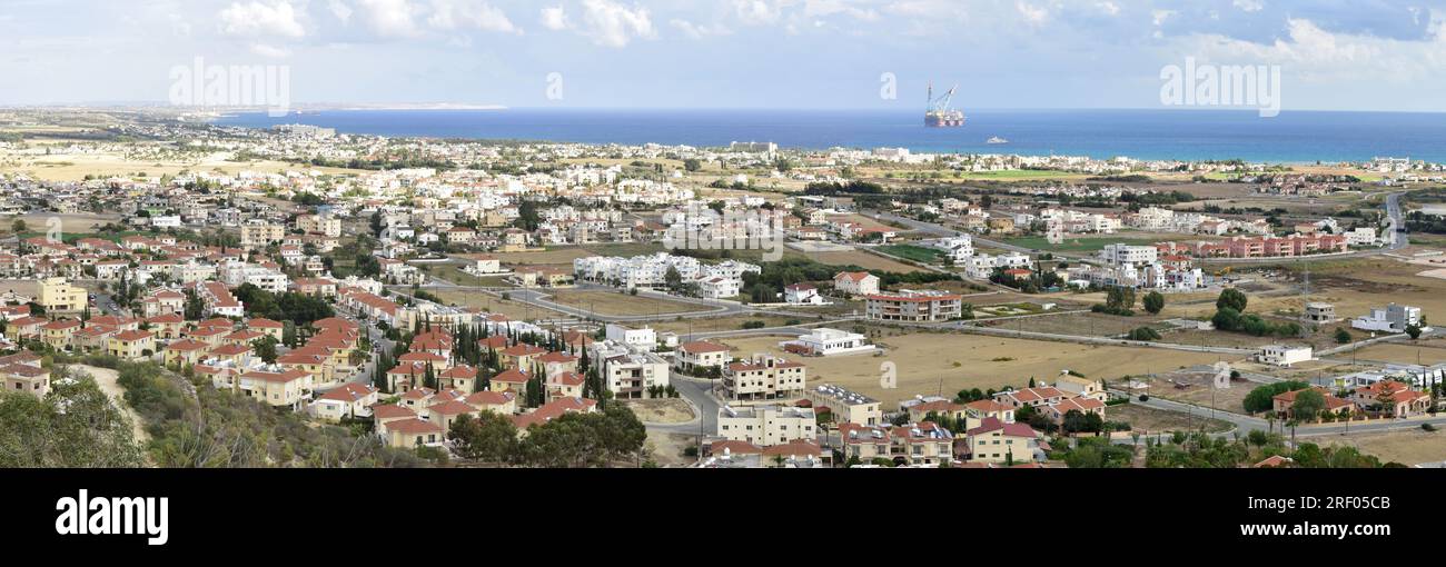 Oroklini panorama, from the Oroklini hills, looking out over Larnaca ...