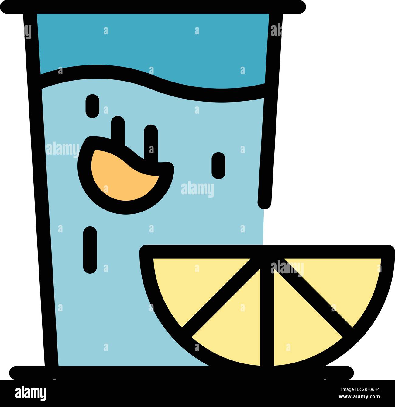 Glass lemonade icon outline vector. Lemon straw. Drink water color flat ...