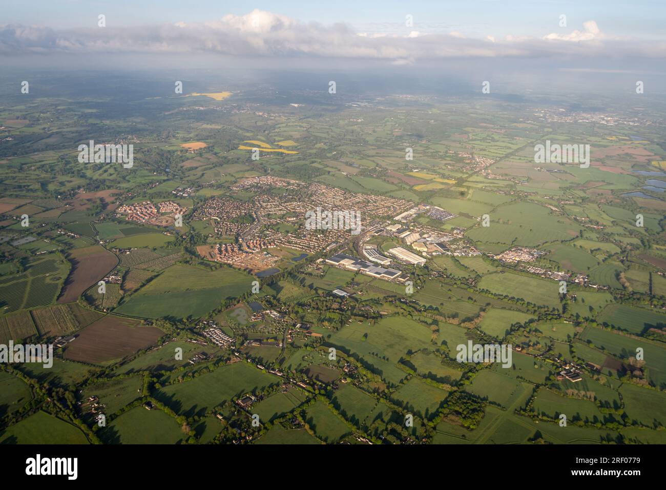 Aerial view of the town of Paddock Wood and the surrounding countryside ...