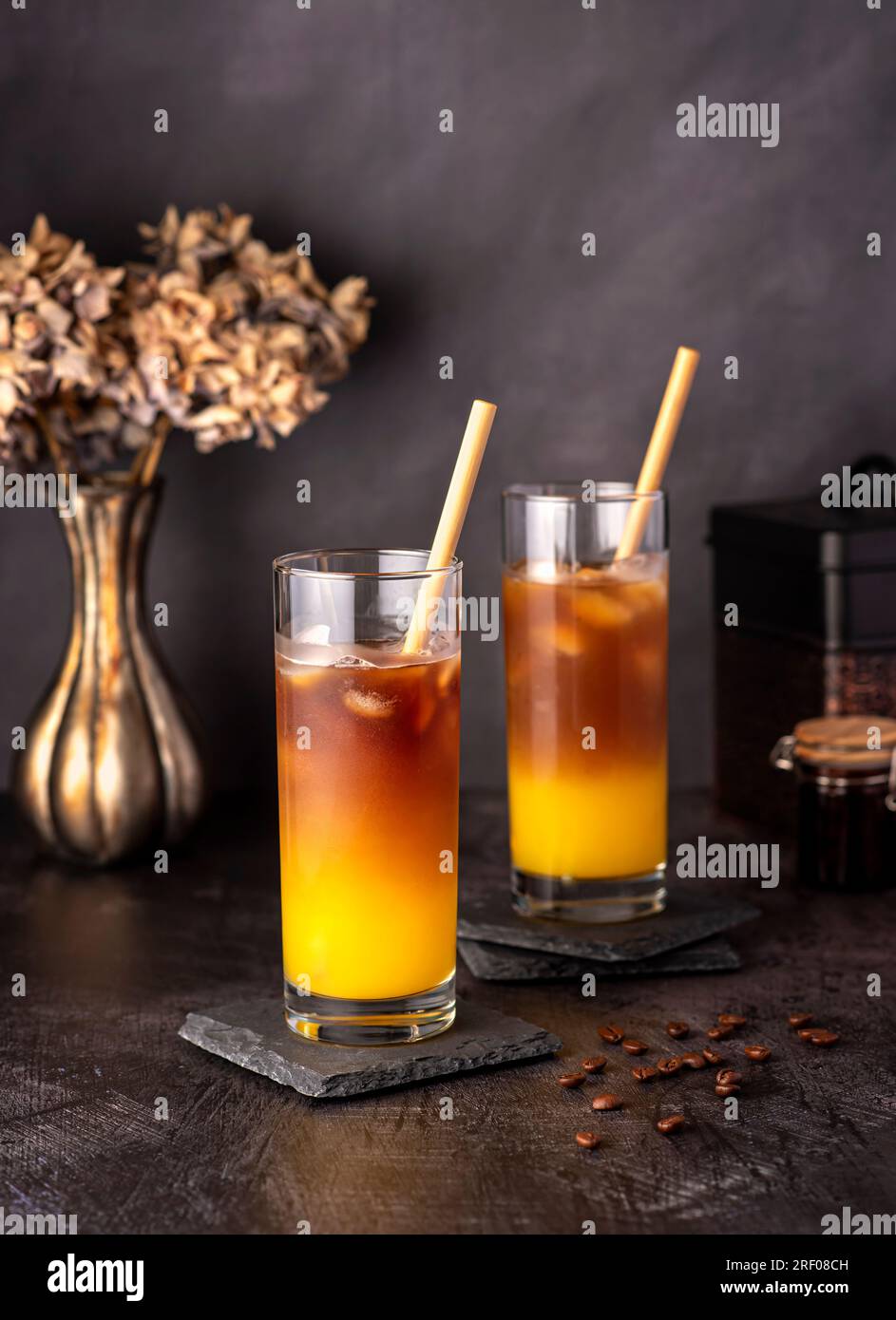 Food photography of Coffee; bumblebee; orange; juice; iced; drink ...