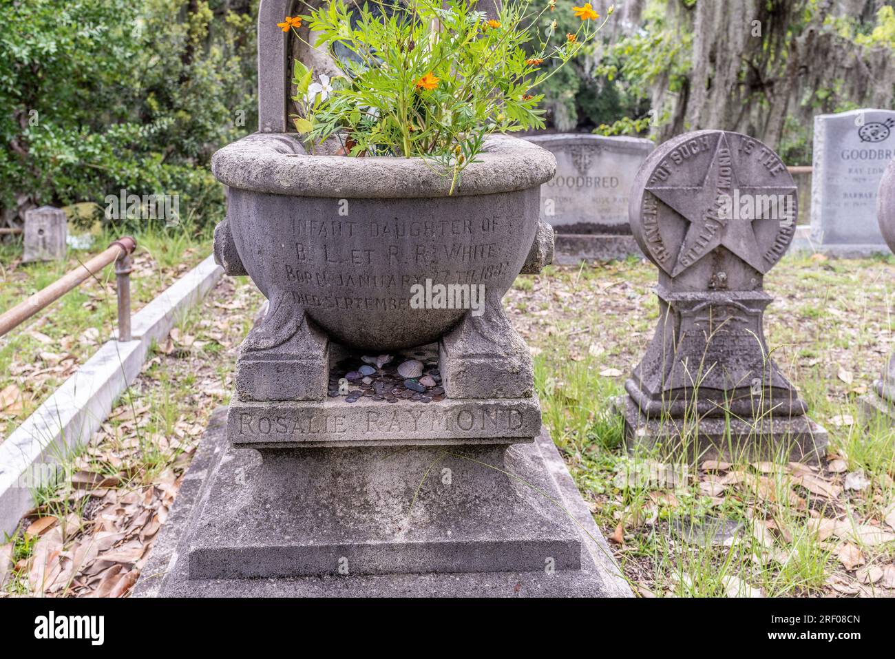 Famous grave of baby in cradle, Historic Magnolia Cemetery, Charleston ...