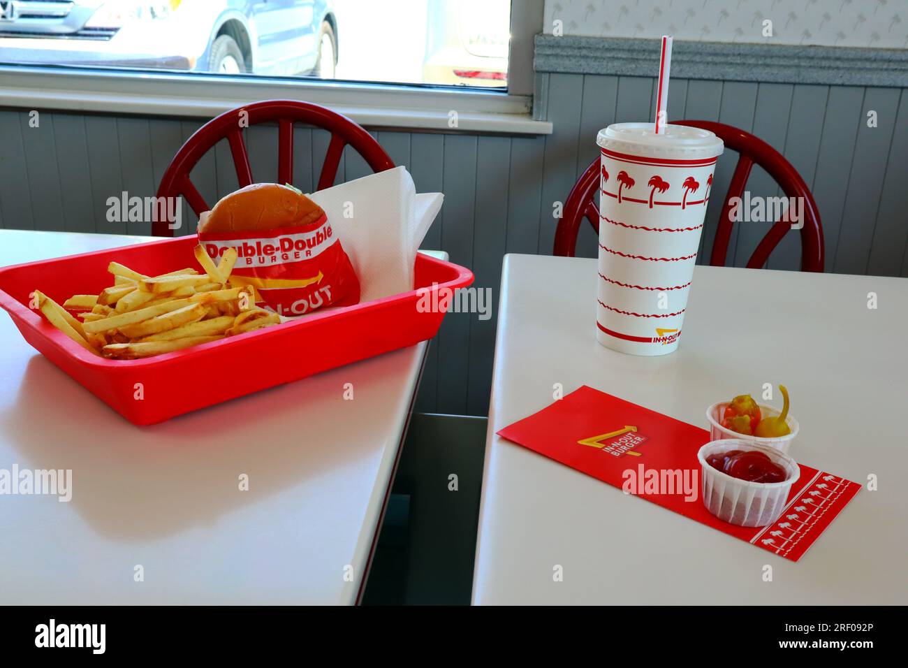 IN-N-OUT Burger - Hamburger and french fries after finished eating in a ...
