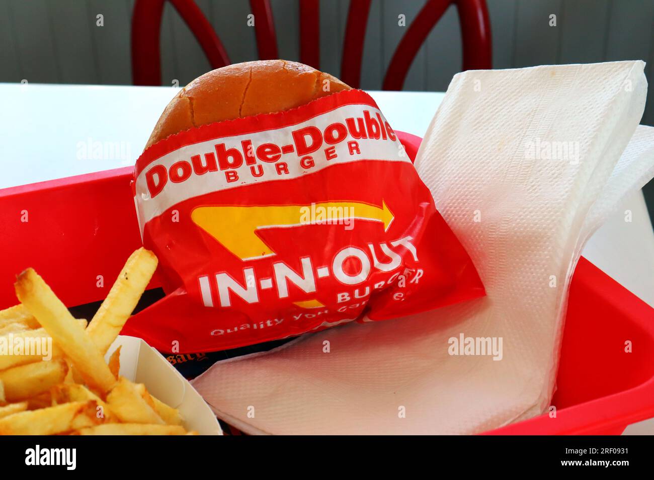 IN-N-OUT Burger - Hamburger and french fries after finished eating in a ...