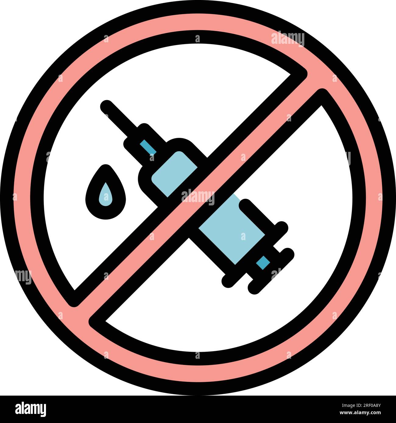 No syringe icon outline vector. Corona drug. Stop injection color flat ...