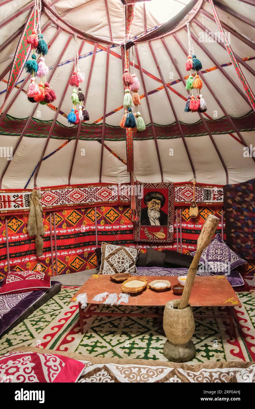 Kazakhstan, Saty. Yurt Interior Decorations. Kazakh Poet Zhambyl ...