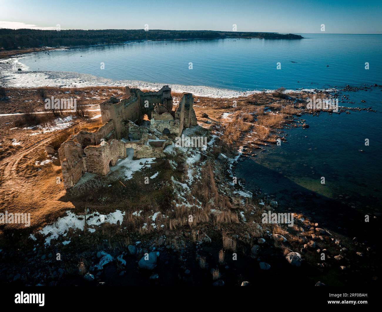 Old Castle by the coast Stock Photo - Alamy