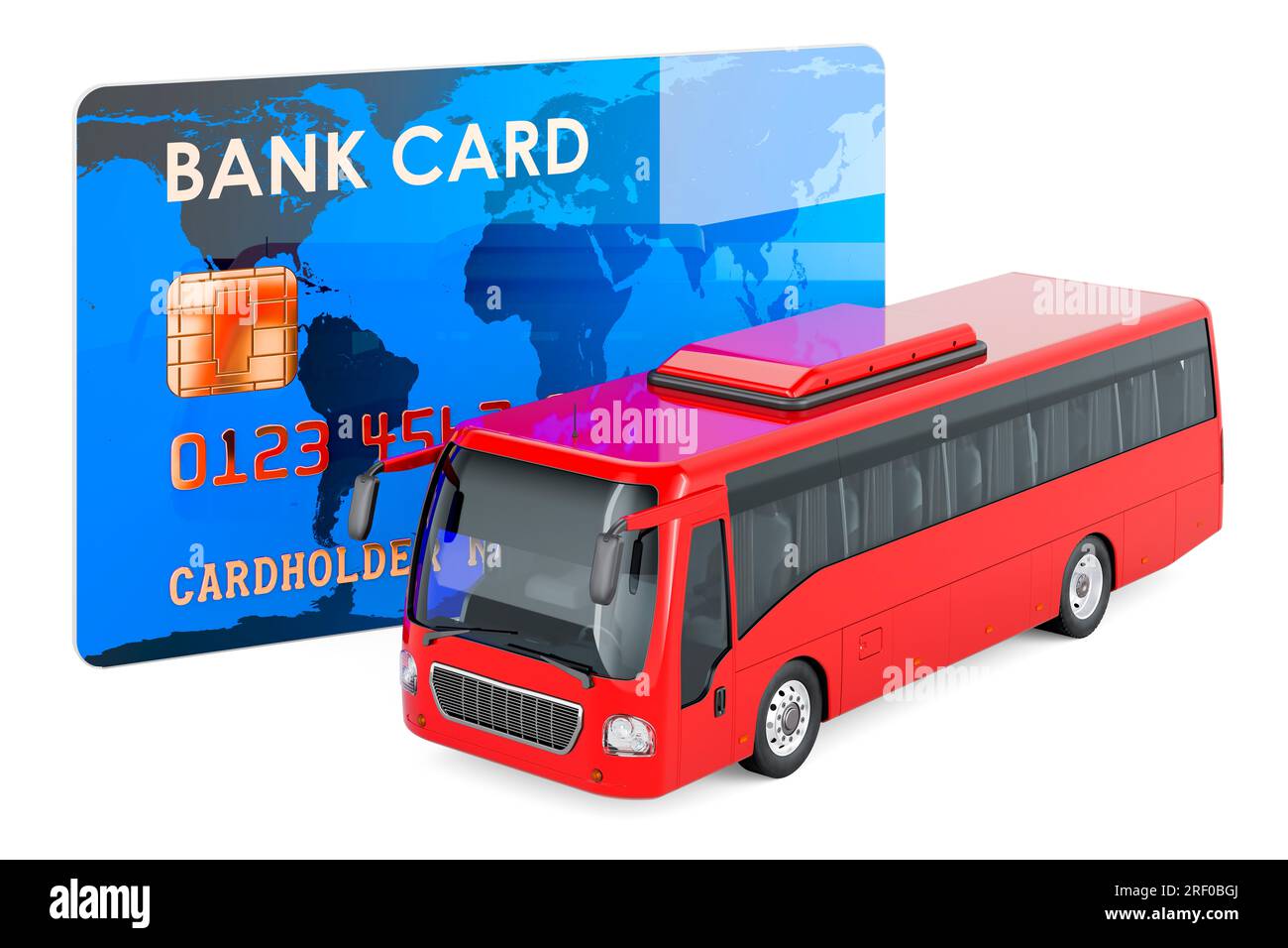 Bus with credit card, 3D rendering isolated on white background Stock ...