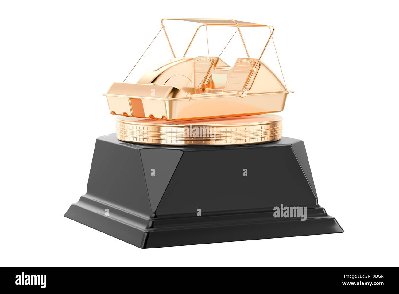 Golden Paddle Boat Award Trophy Pedestal. 3d Rendering isolated on ...