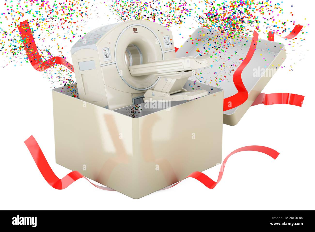 PET or MRI inside gift box, 3D rendering isolated on white background ...
