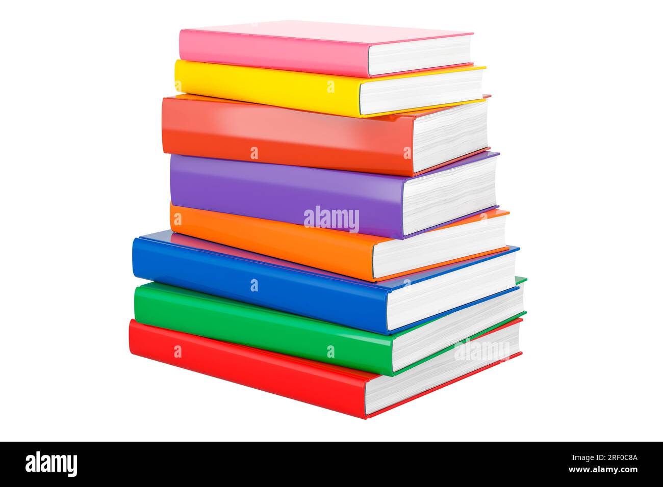 Stack of colored books, 3D rendering isolated on white background Stock ...