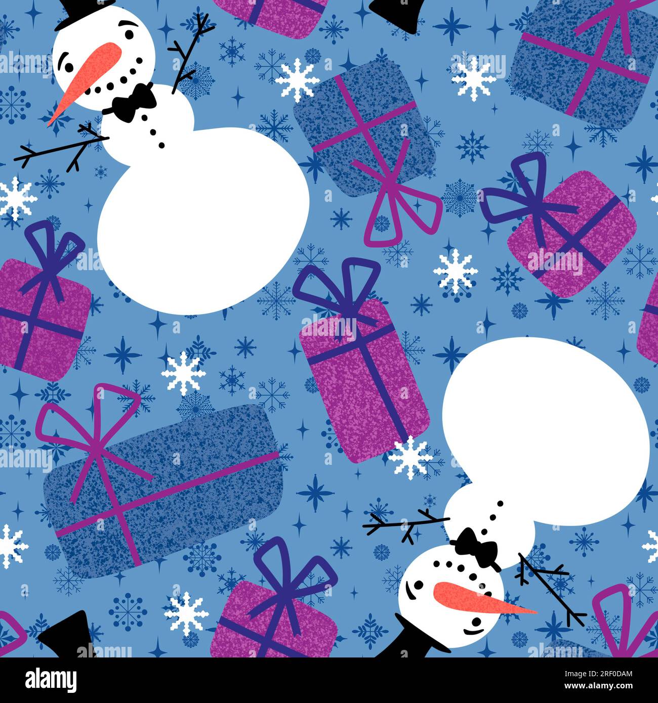 Christmas cartoon snowman seamless ice and hat and carrot pattern for ...
