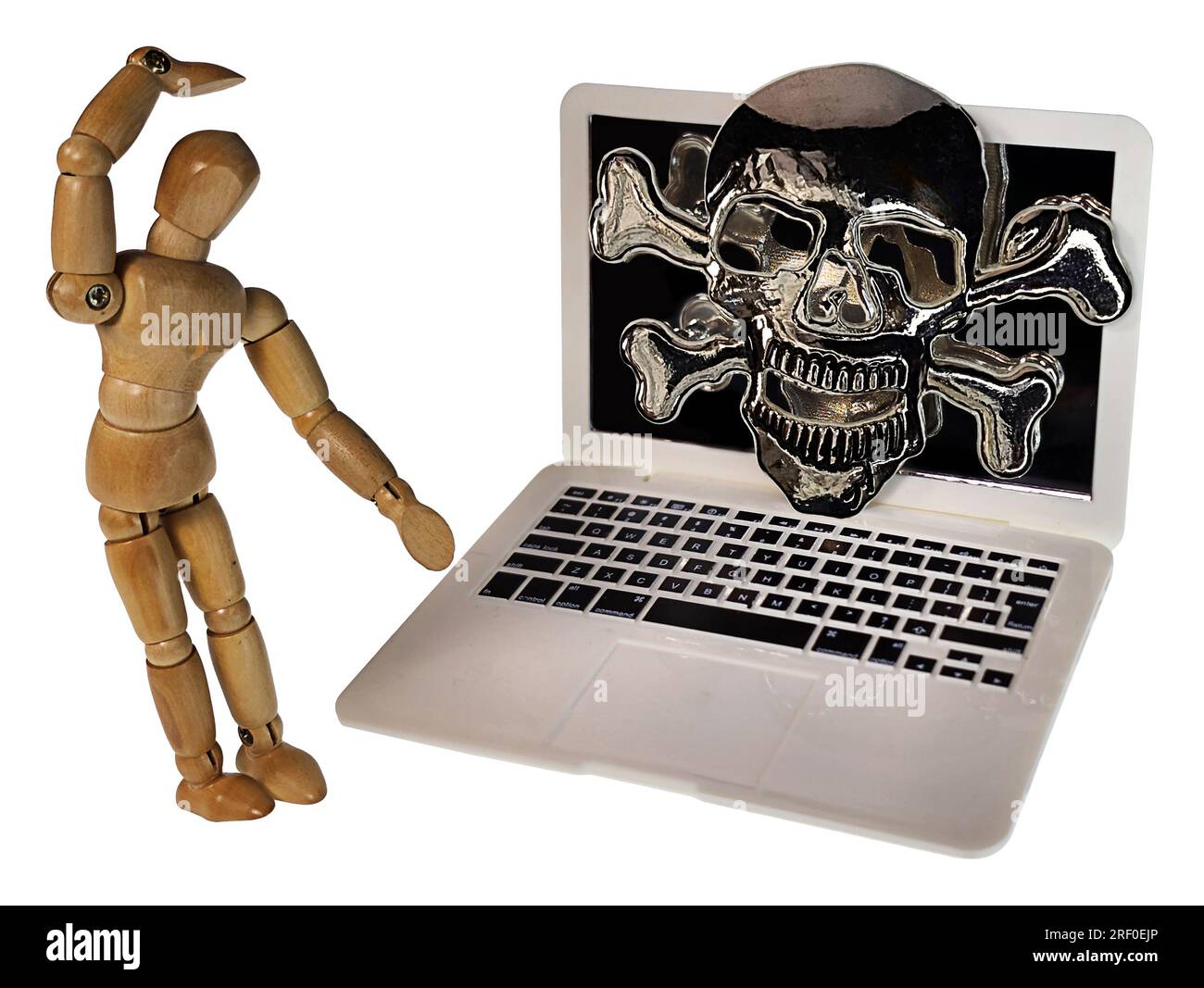 Having a Computer virus shown by shiny skull on a laptop Stock Photo ...