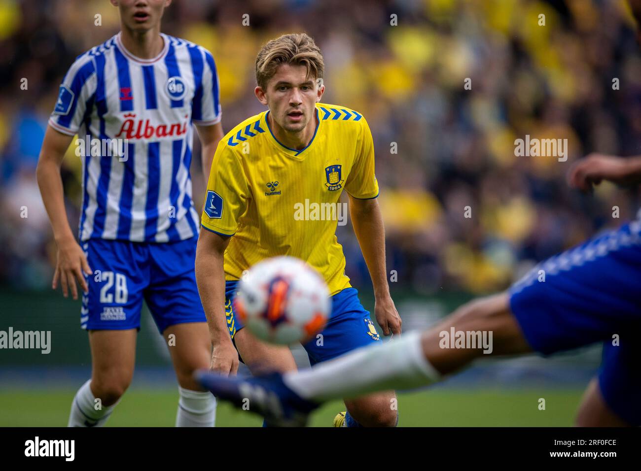 Broendby, Denmark. 30th July, 2023. Henrik Heggheim (3) of Broendby IF ...