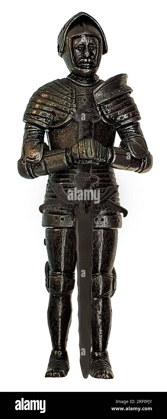 Knight on guard holding a sword Stock Photo - Alamy
