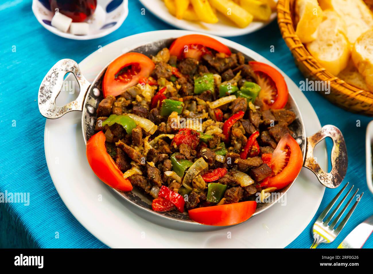 Lamb meat saute sac kavurma Stock Photo - Alamy