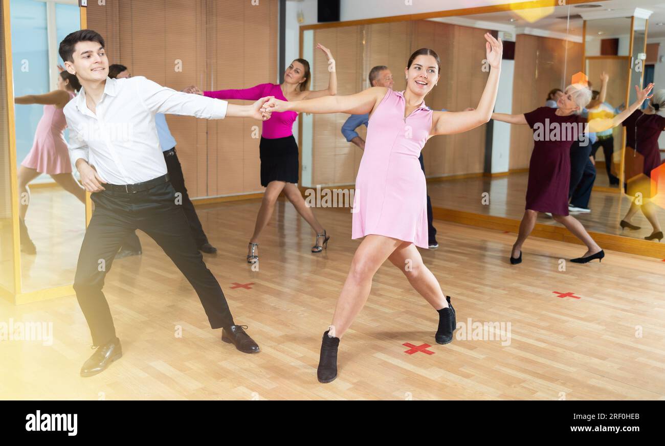 young woman with partner dance paso doble Stock Photo - Alamy