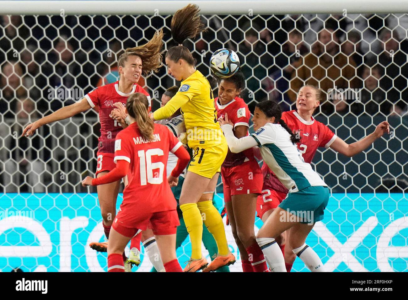 New Zealand's goalkeeper Victoria Esson tries to score during the Women ...