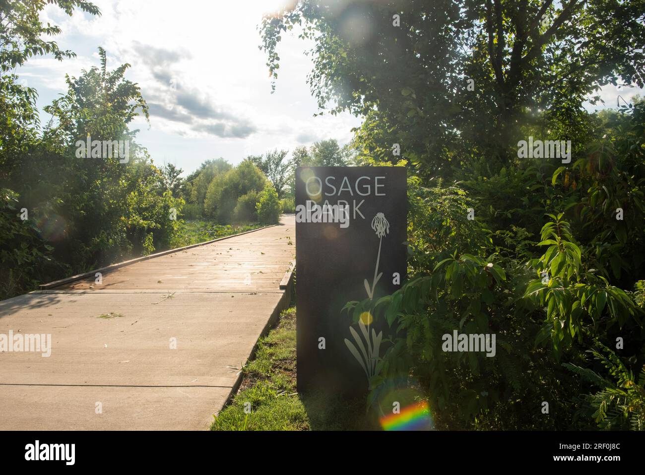 Boardwalk in Osage Park. Osage Park is an urban park designed as the ...