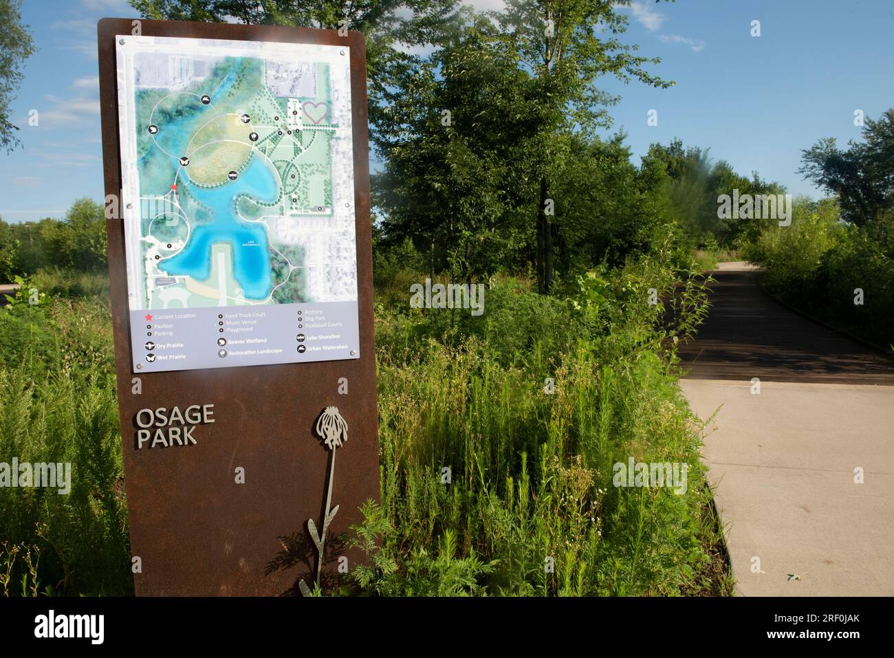 Boardwalk in Osage Park. Osage Park is an urban park designed as the ...