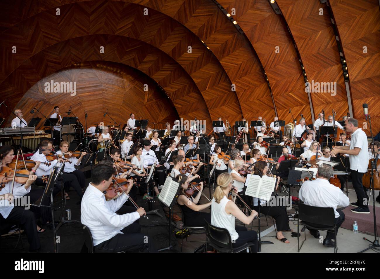 Boston Landmarks Orchestra rehearsal at the Hatch Shell Boston ...