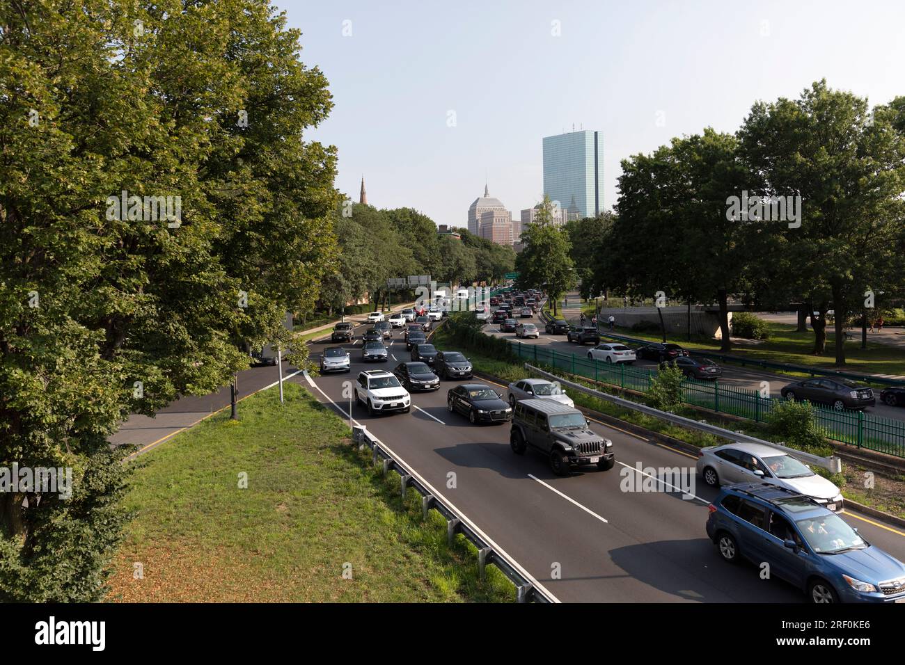 Storrow Drive traffic skyline Boston Massachusetts Stock Photo - Alamy