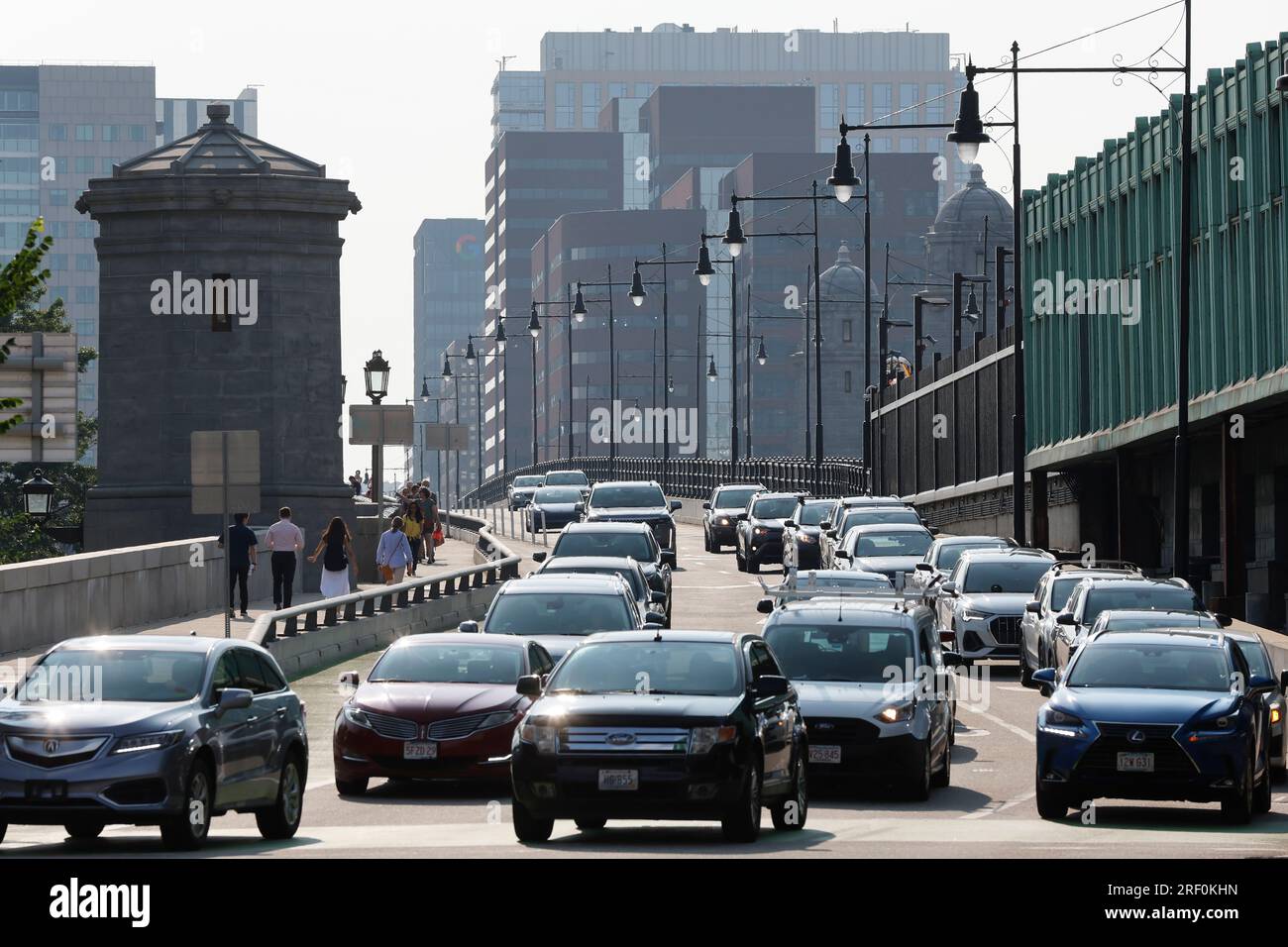 Rush hour traffic on the Longfellow Bridge, Boston Massachusetts Stock ...