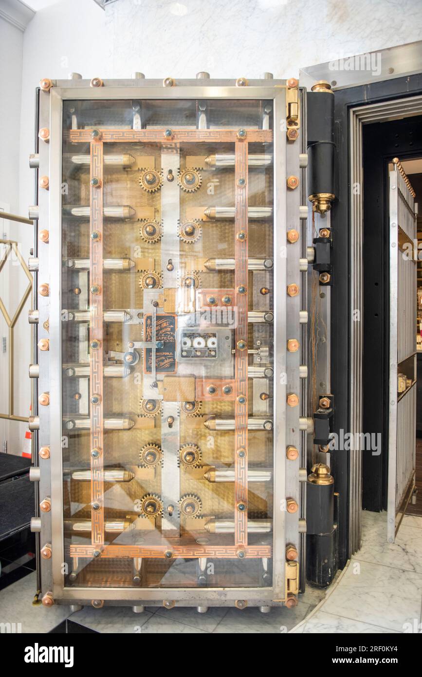 Bank vault door. Interior of the Pennywell Hotel in downtown St. Louis ...