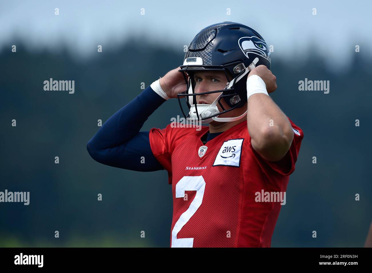 Renton, WA, USA. 30th July, 2023. Seattle Seahawks quarterback Drew ...