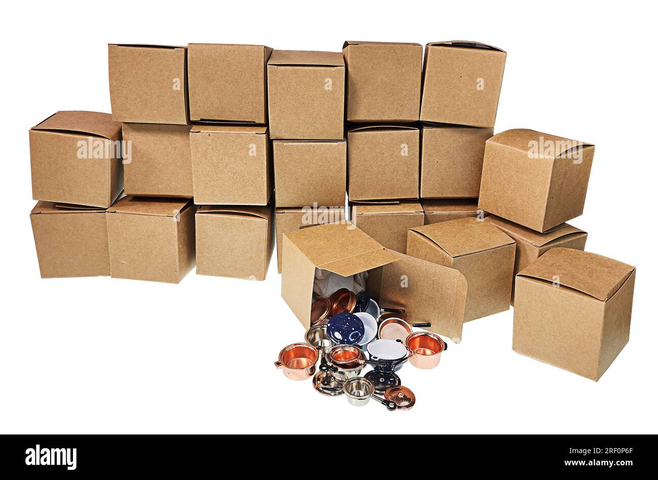 Packing or unpacking boxes for a move Stock Photo - Alamy
