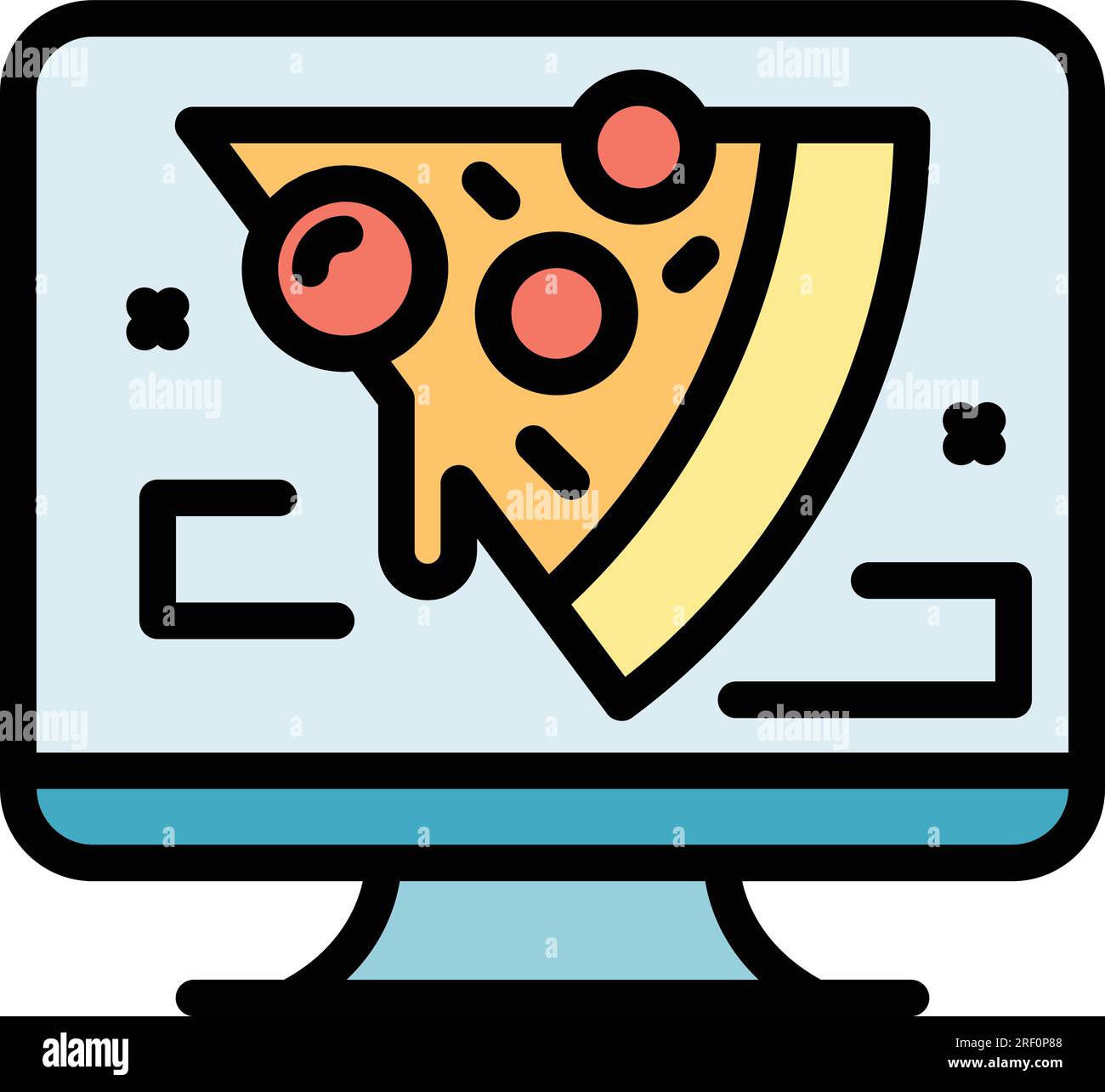 Pc pizza order icon outline vector. Online food. App menu color flat ...