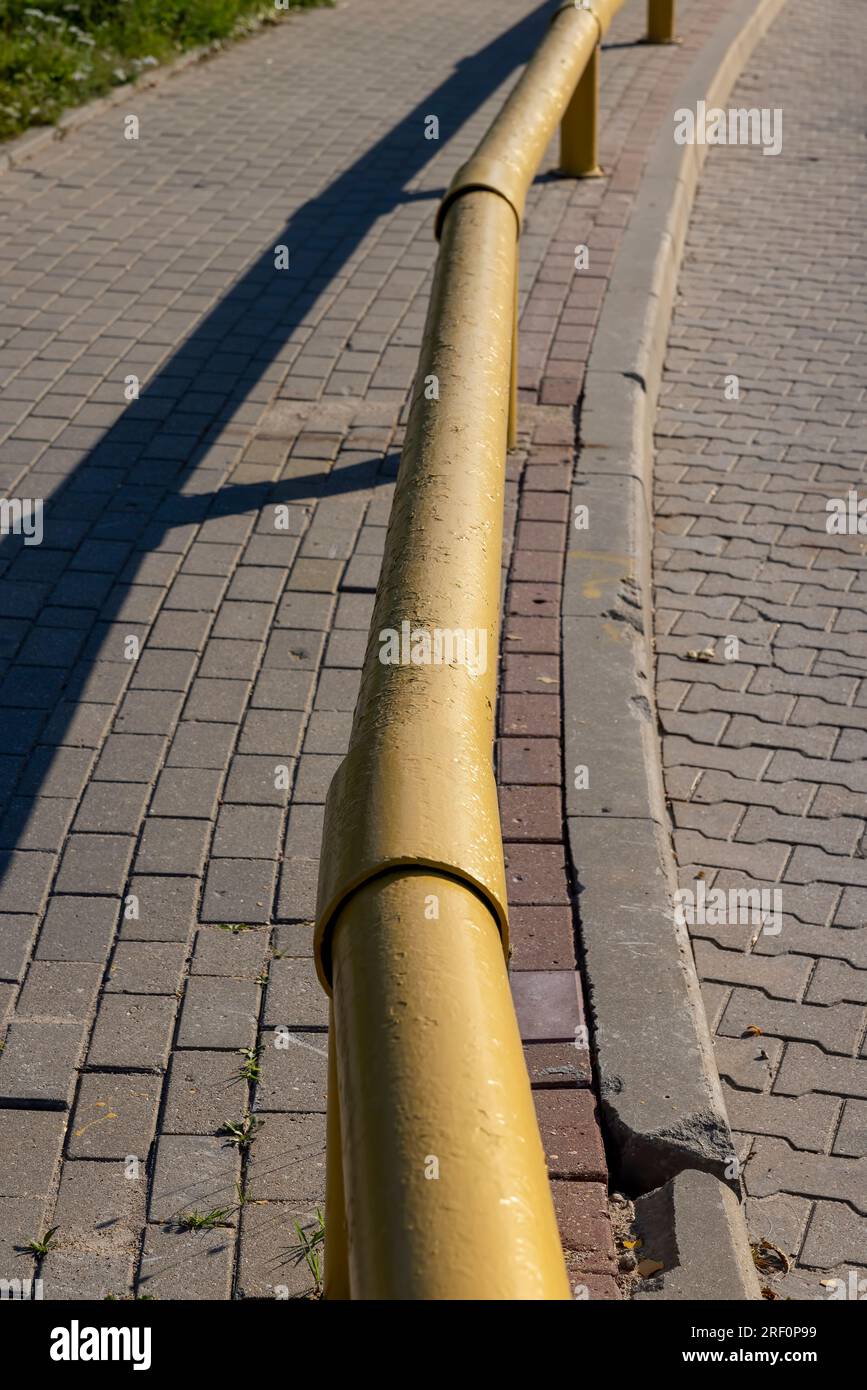 Metal fencing on the highway for safety, steel fencing to protect ...