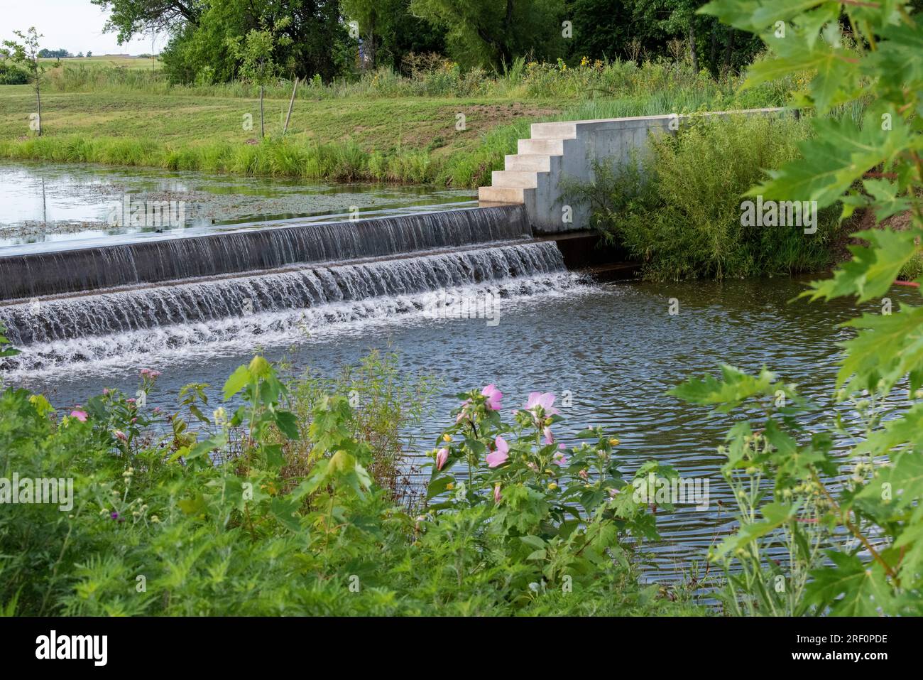 Waterfall in Osage Park. Osage Park is an urban park designed as the ...