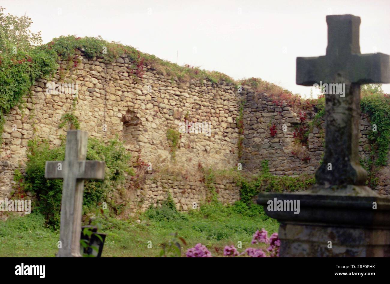 Neamt County, Romania, 1998. The ruins of the medieval- era defensive ...