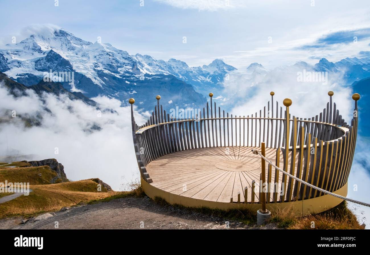 Viewpoint on summit of Mannlichen mountain near Lauterbrunnen and ...