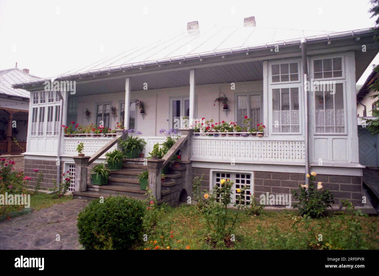 Neamț County, Romania, 1999. Traditional nun cell at Varatec Monastery ...