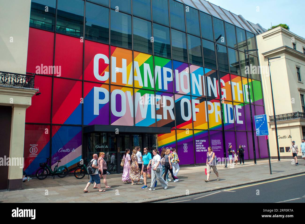 London, UK, 17 June 2023 Coutts bank gay pride rainbow design on the ...