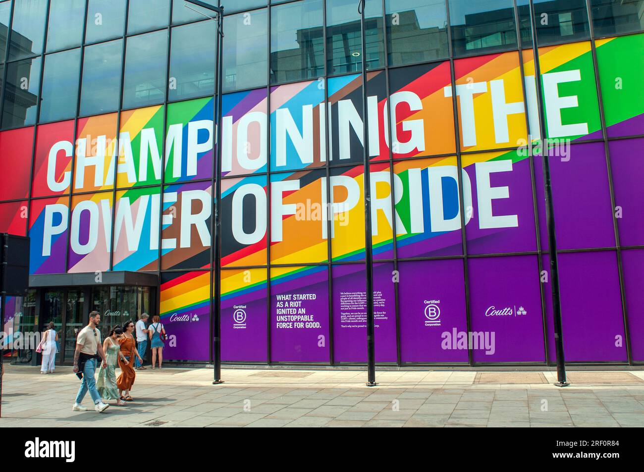 London, UK, 17 June 2023 Coutts bank gay pride rainbow design on the ...