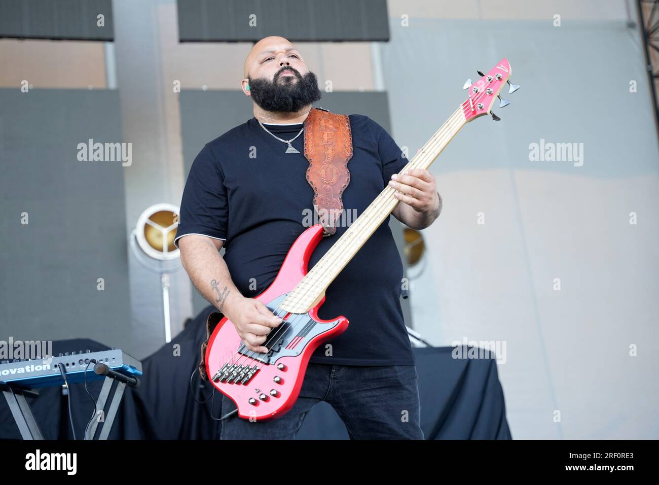 Alex Trejo of Giovannie & The Hired Guns performs at the Q101 Piqniq on ...