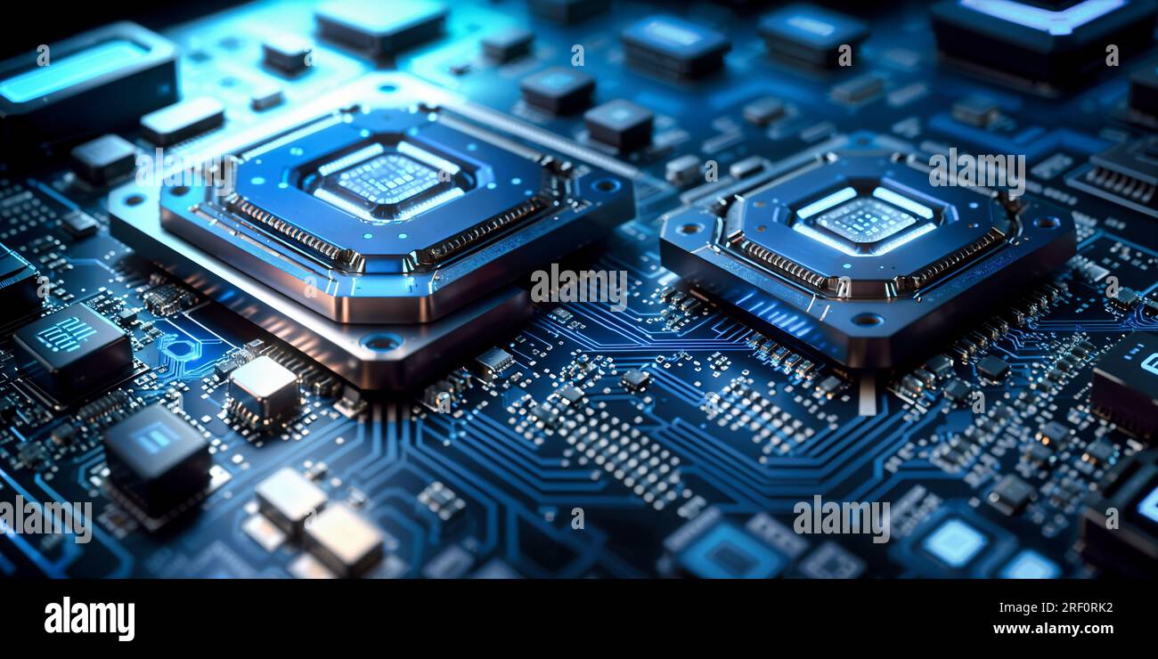 Close-up view of a modern GPU card with circuit and connections 3D ...
