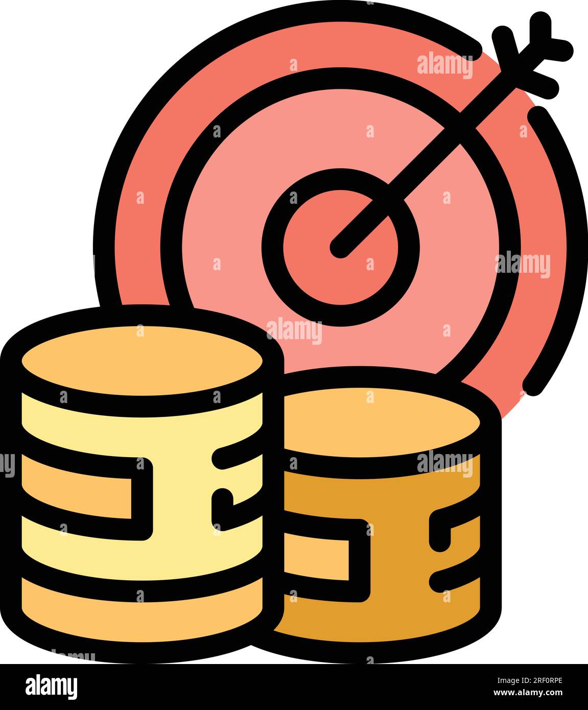 Money target icon outline vector. Passive income. Computer work color ...