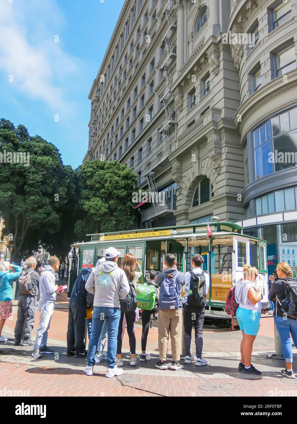 Cable Car at Powell-Market Street Turntable, San Francisco Stock Photo ...