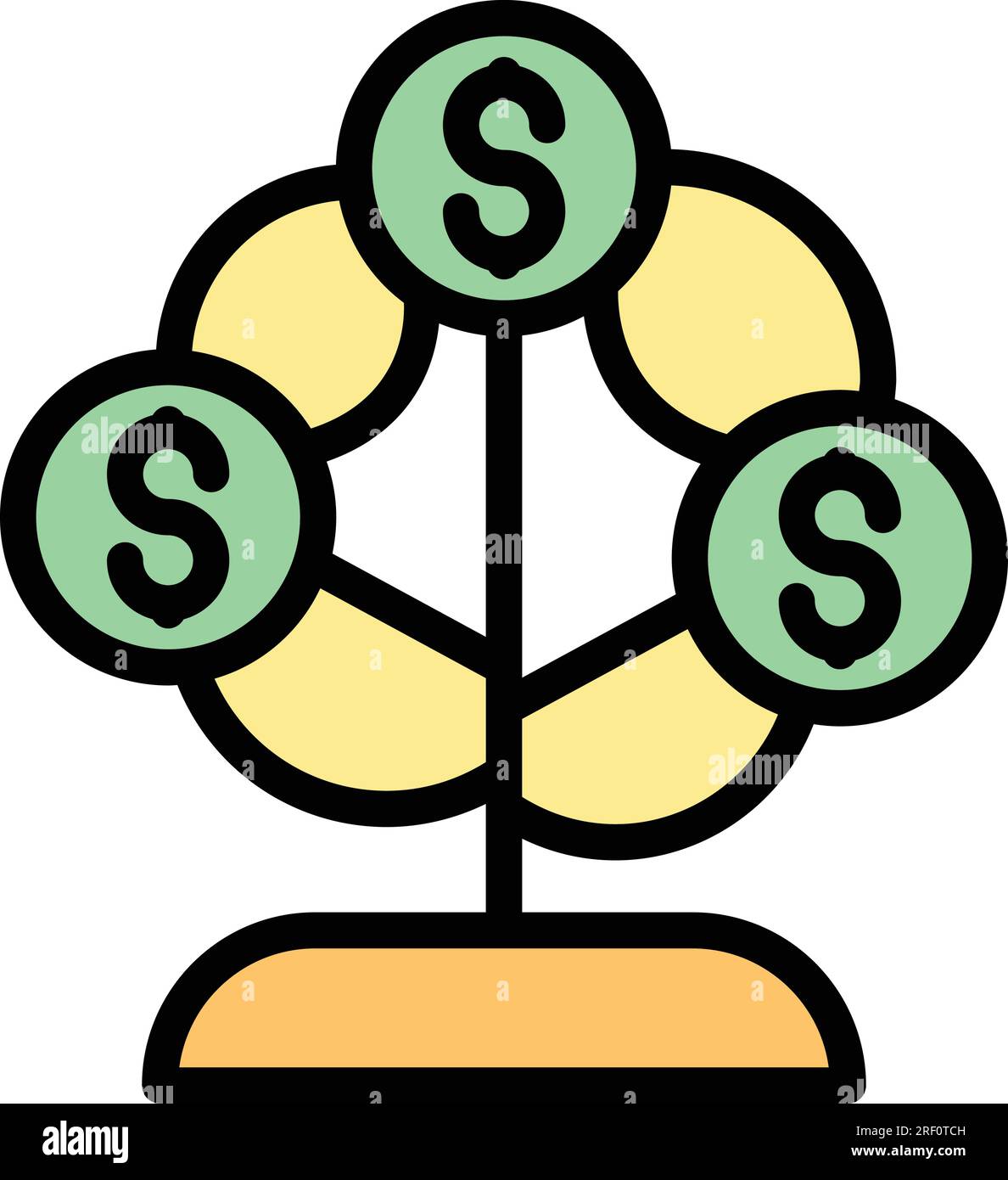 Money tree income icon outline vector. Passive business. Laptop work ...