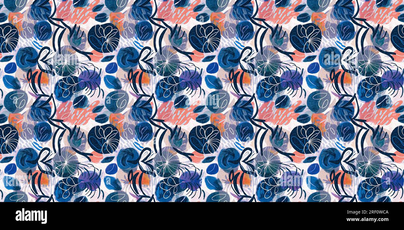Fun modern coastal pattern clash fabric border print for summer beach ...