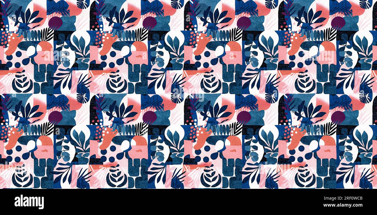 Fun modern coastal pattern clash fabric border print for summer beach ...