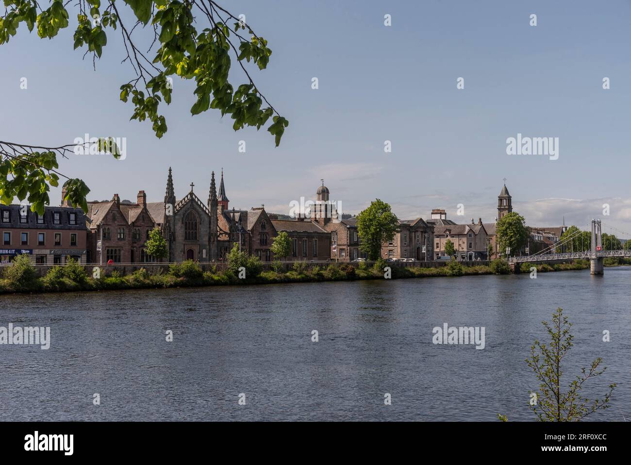 Inverness Scotland, UK. 3 June 2023. View downstream of the River Ness ...