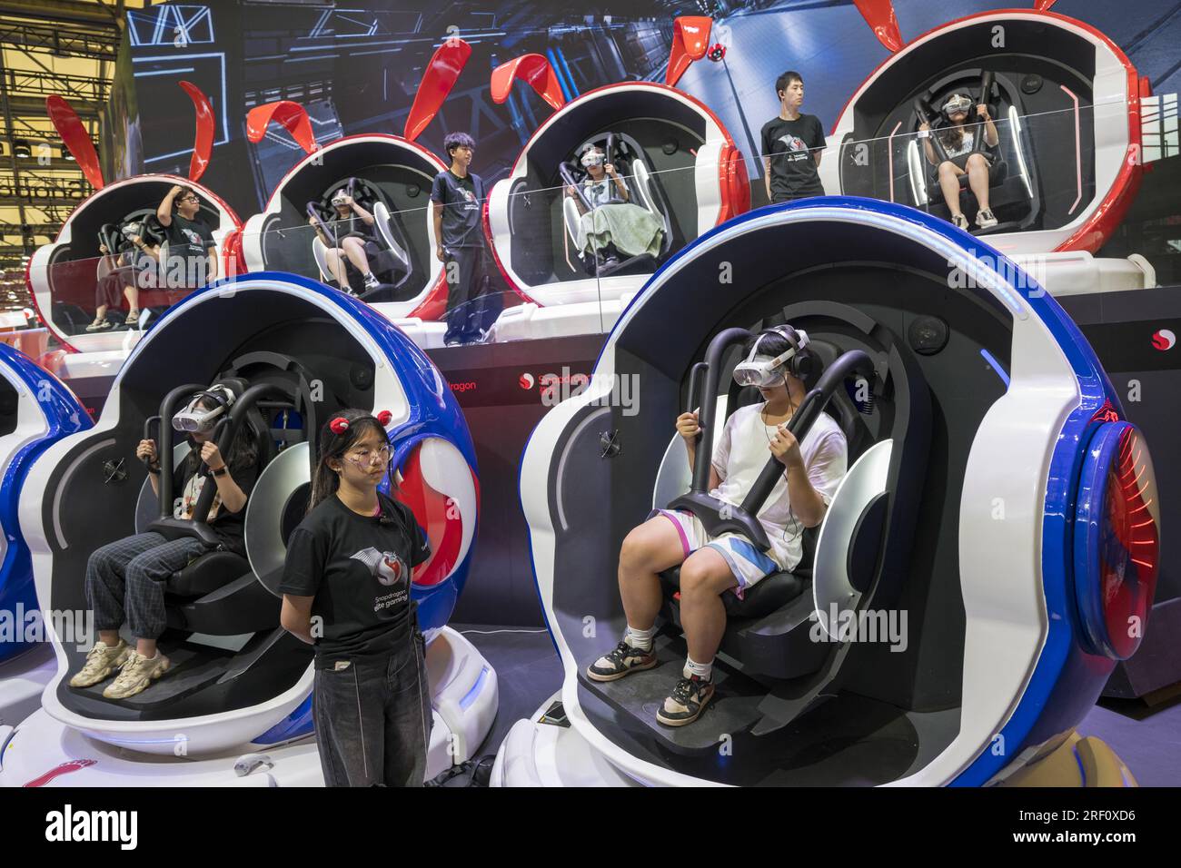 SHANGHAI, CHINA - JULY 30, 2023 - Players experience a VR motion ...