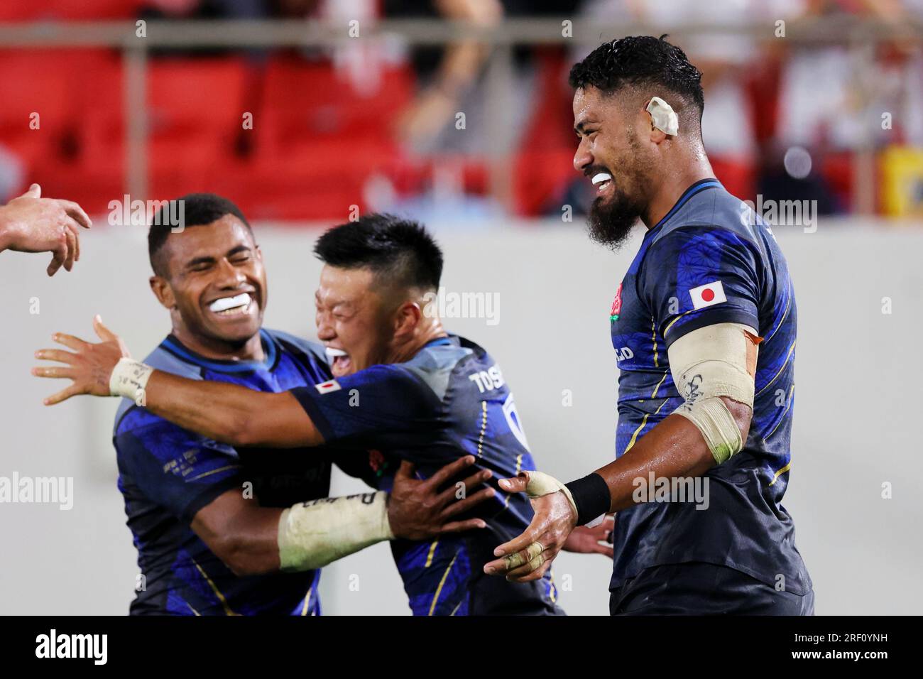 Osaka, Japan. 29th July, 2023. (L-R) Jone Naikabula, Naoto Saito, Amato ...