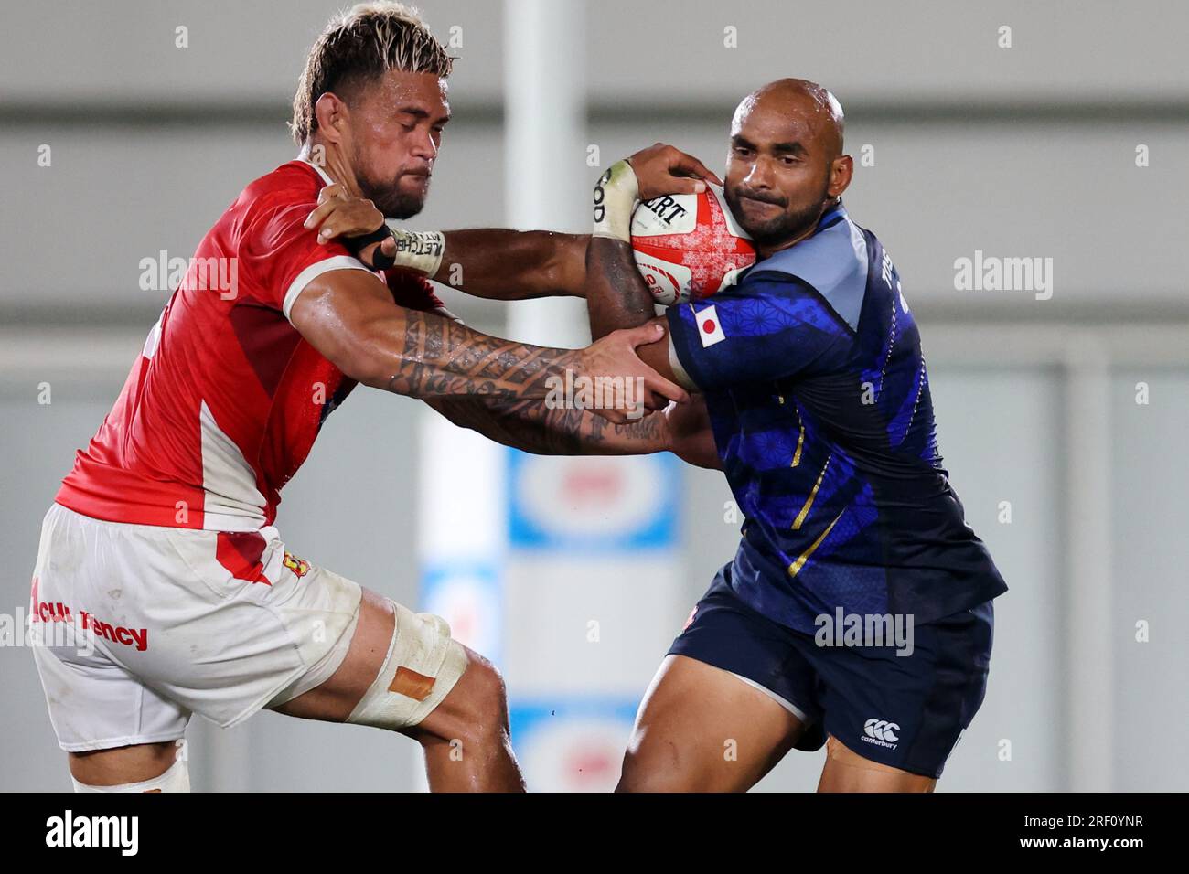 Osaka, Japan. 29th July, 2023. (L-R) Vaea Fifita (TON), Semisi Masirewa ...