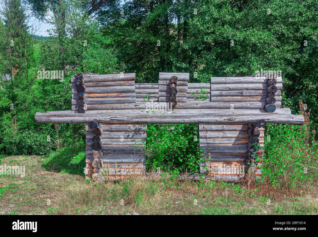 Abandoned log cabin in the forest . Unfinished Wooden Hut Stock Photo ...